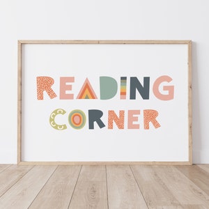 Reading Corner Sign Rainbow Kids Room Decor Educational - Etsy