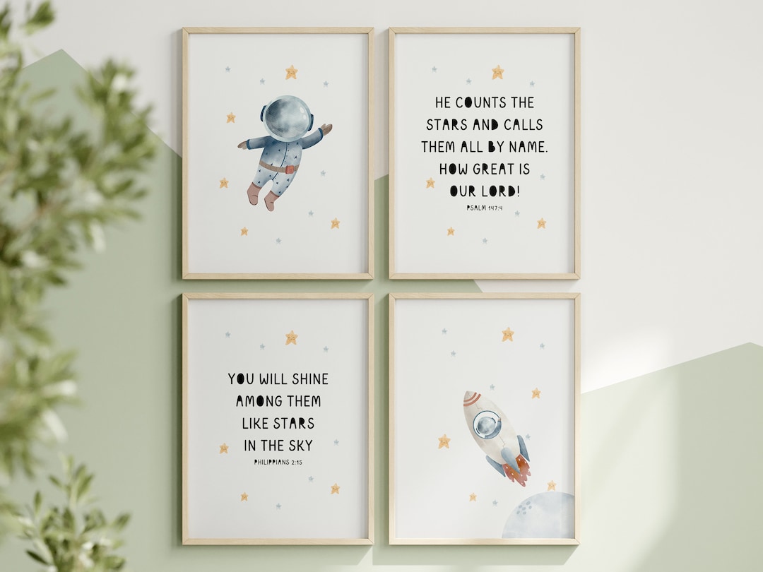 Outer Space Printable Wall Art With Psalm 147 4 Bible Verse Philippians ...