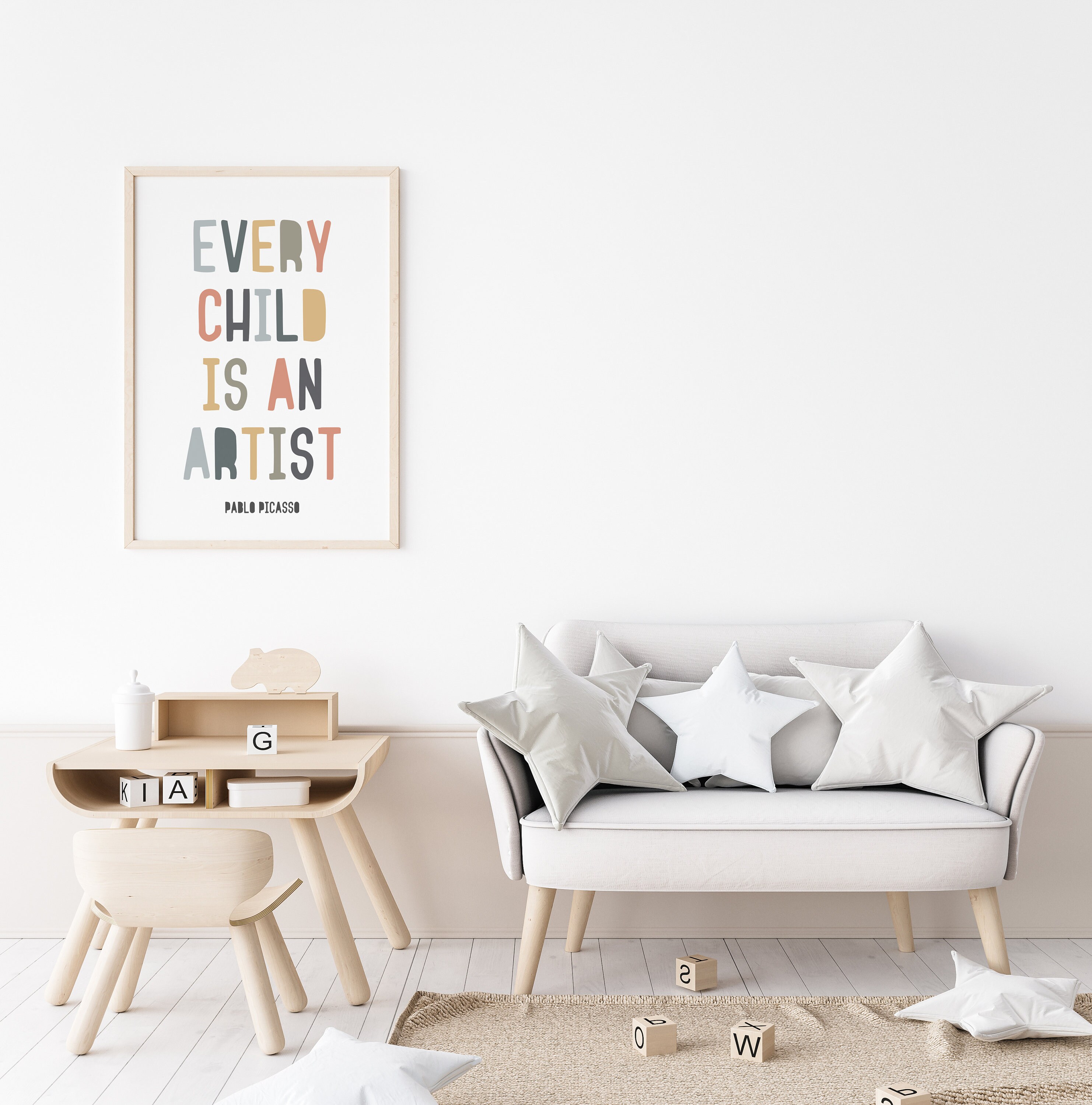 Pablo Picasso Every Child is an Artist Quote Print Nursery - Etsy