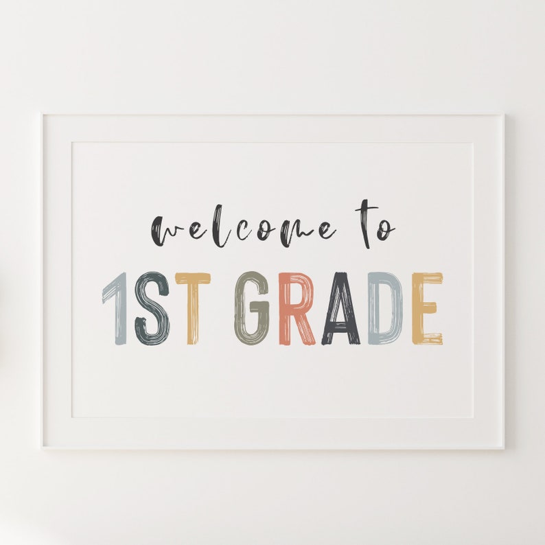 Welcome to First Grade Classroom Decor Posters Boho Rainbow Classroom ...