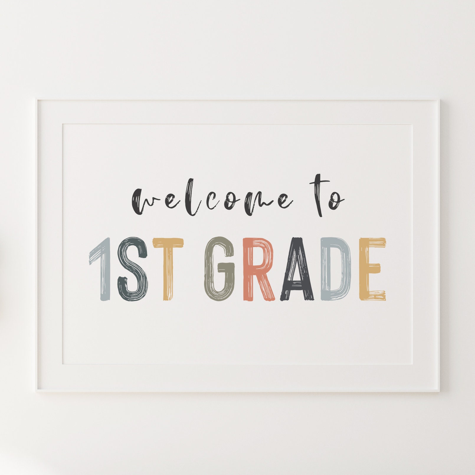 Welcome to First Grade Classroom Decor Posters Boho Rainbow Classroom ...