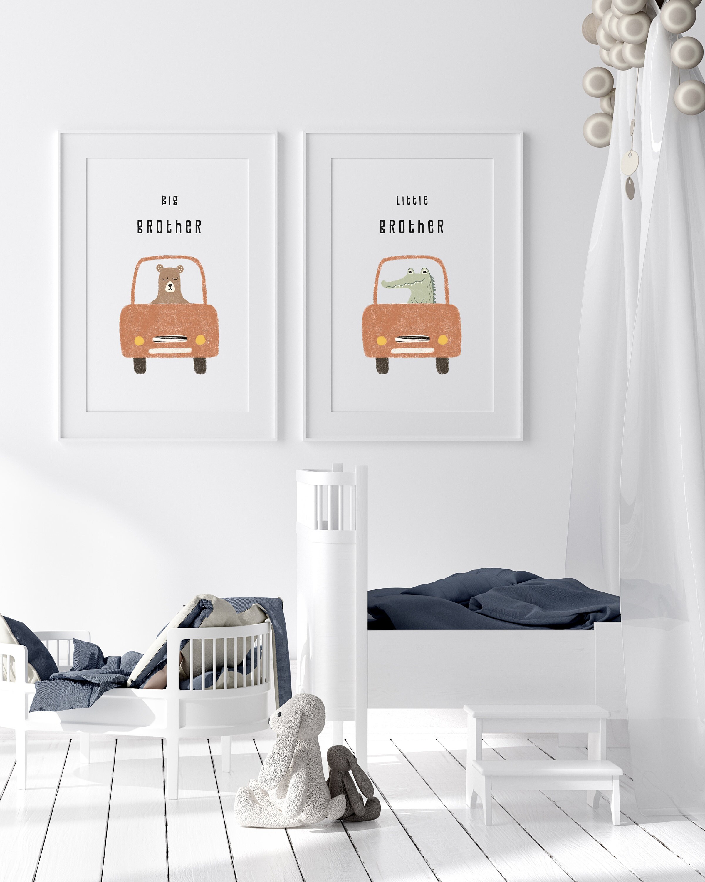 Big Brother Little Brother Car Poster Bear Crocodile Set of 2 - Etsy