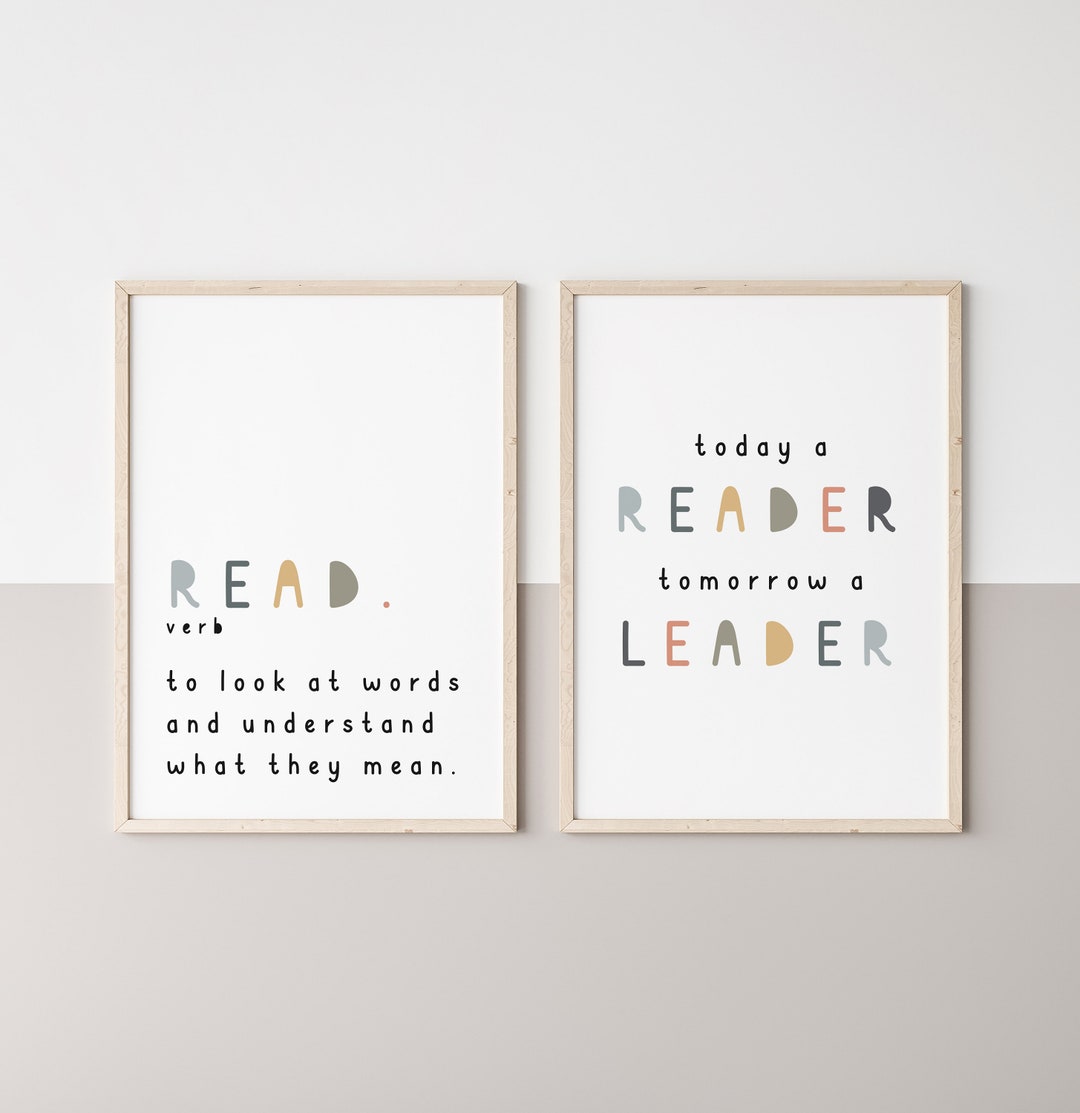 Read Meaning Wall Art for Kids Room Decor Set of 2 Today a Reader ...