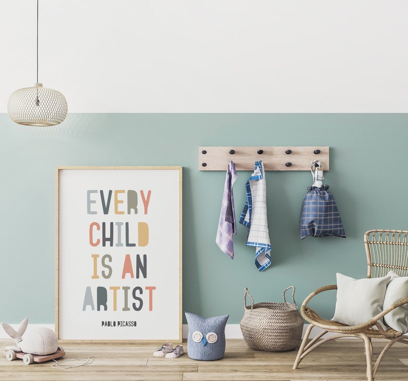 Pablo Picasso Every Child is an Artist Quote Print Nursery - Etsy