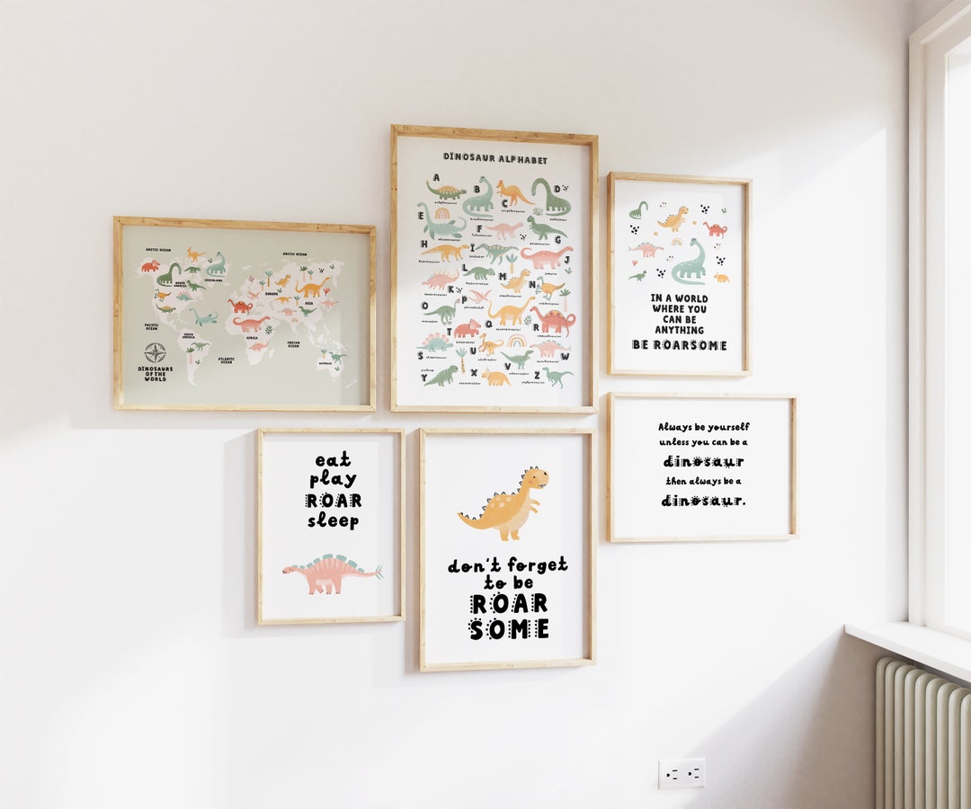 Dinosaur Alphabet Wall Set Dino Quotes Dinosaur Theme Prints Gift for ...
