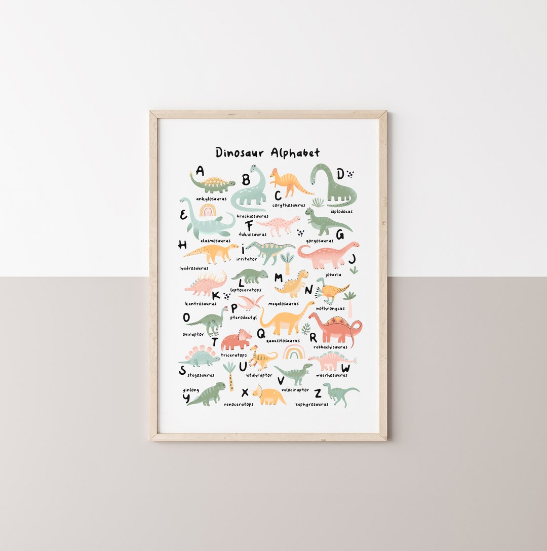 Alfabeto de dinosaurio ABC Print Boys Room Wall Art ABC Wall Decor ...