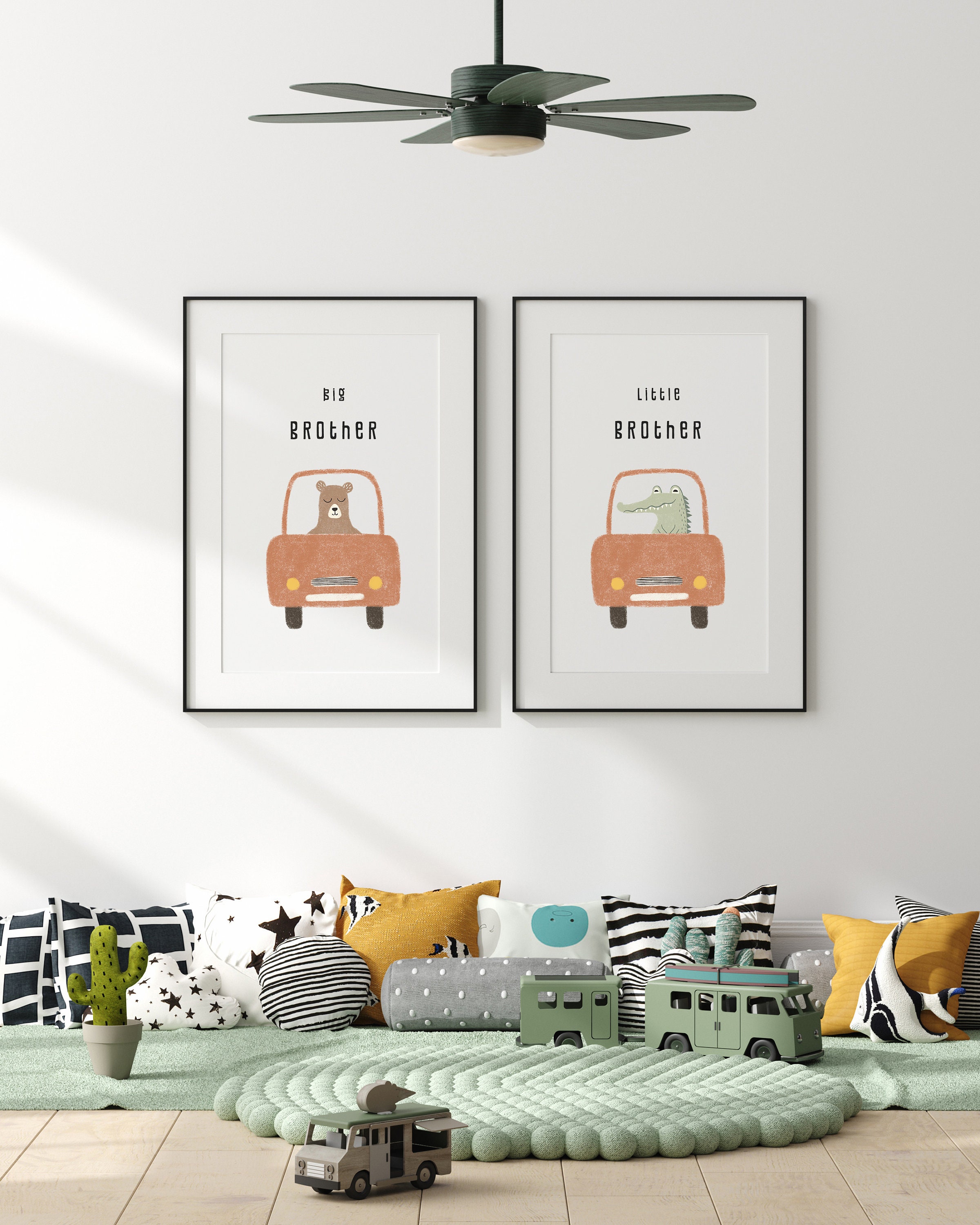 Big Brother Little Brother Car Poster Bear Crocodile Set of 2 - Etsy