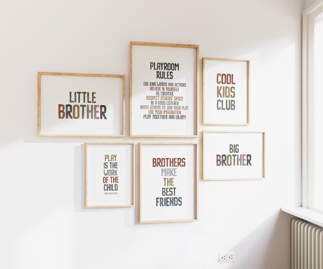 Boys Room Art Set Inspirational Posters 6-piece Set Brotherly Bonds - Etsy