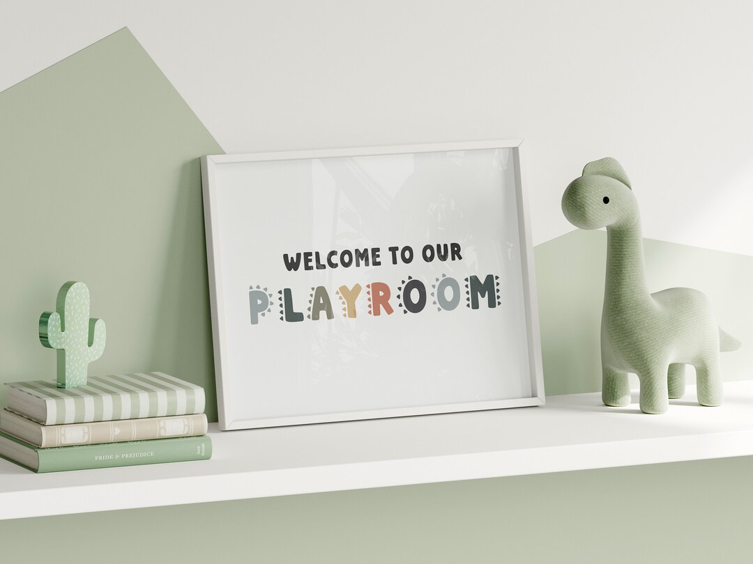 Welcome to Our Playroom Sign Dinosaur Kids Room Decor Boho Playroom ...