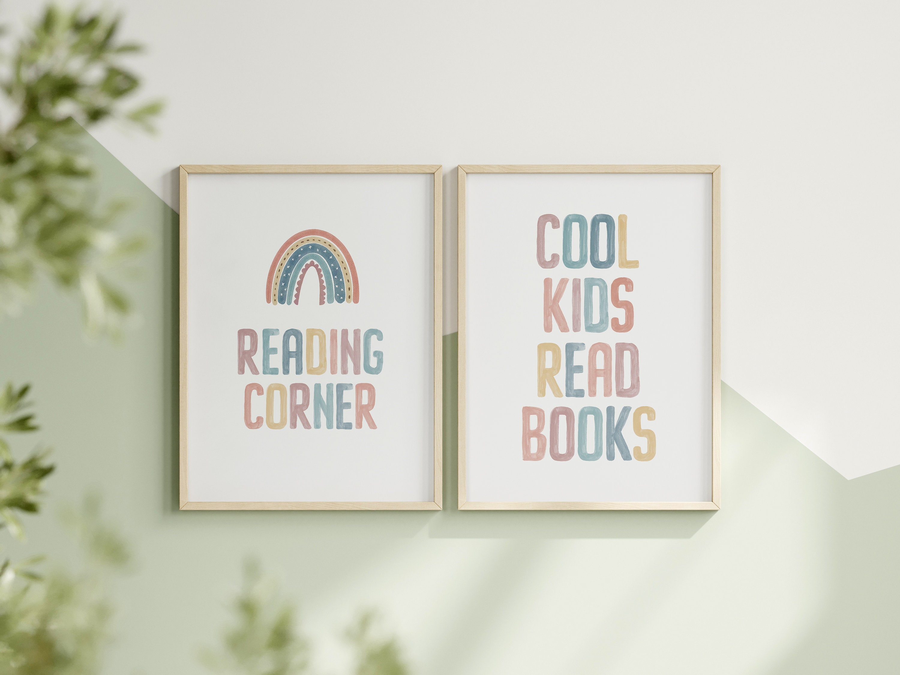 Cozy Reading Corner Printable Set of 2 Rainbow Theme Watercolor Print ...