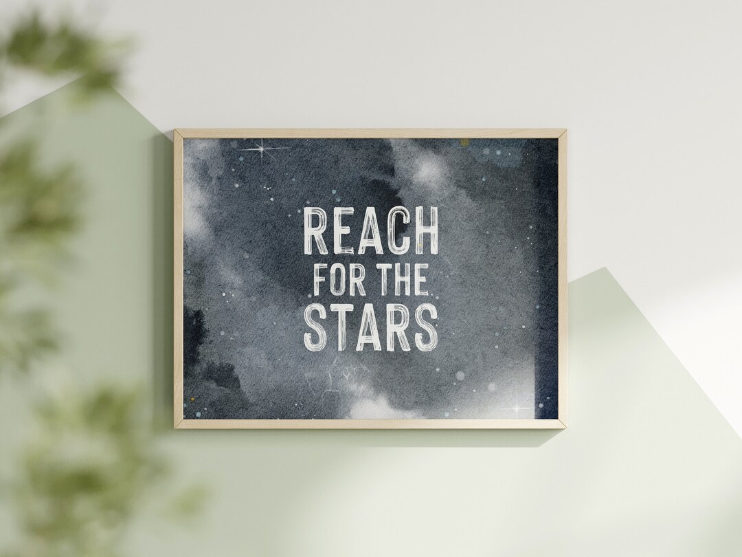 Reach for the Stars Printable Wall Art Space Quote Decor Modern Boys ...