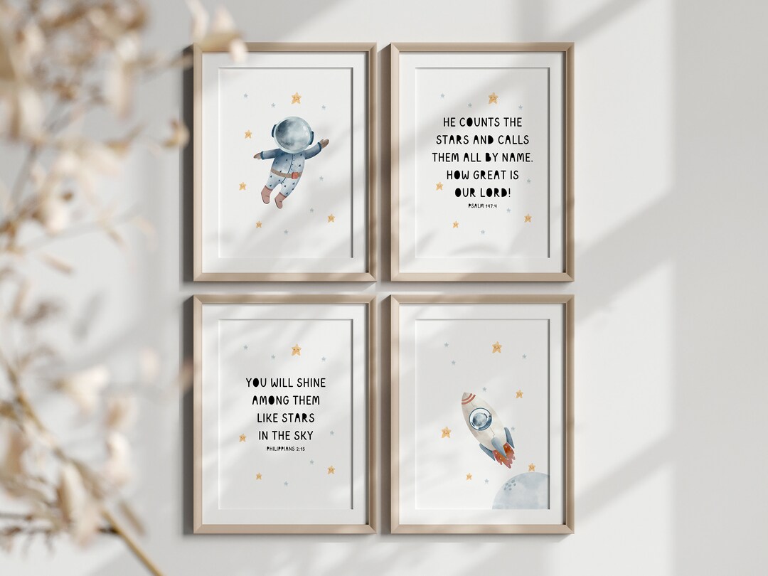 Outer Space Printable Wall Art With Psalm 147 4 Bible Verse - Etsy