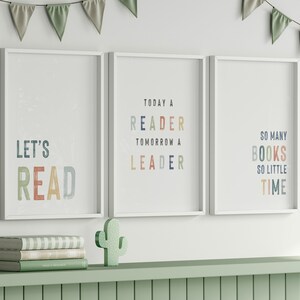 Colorful Reading Nook Set Pastel Rainbow Wall Art for Children's Room ...