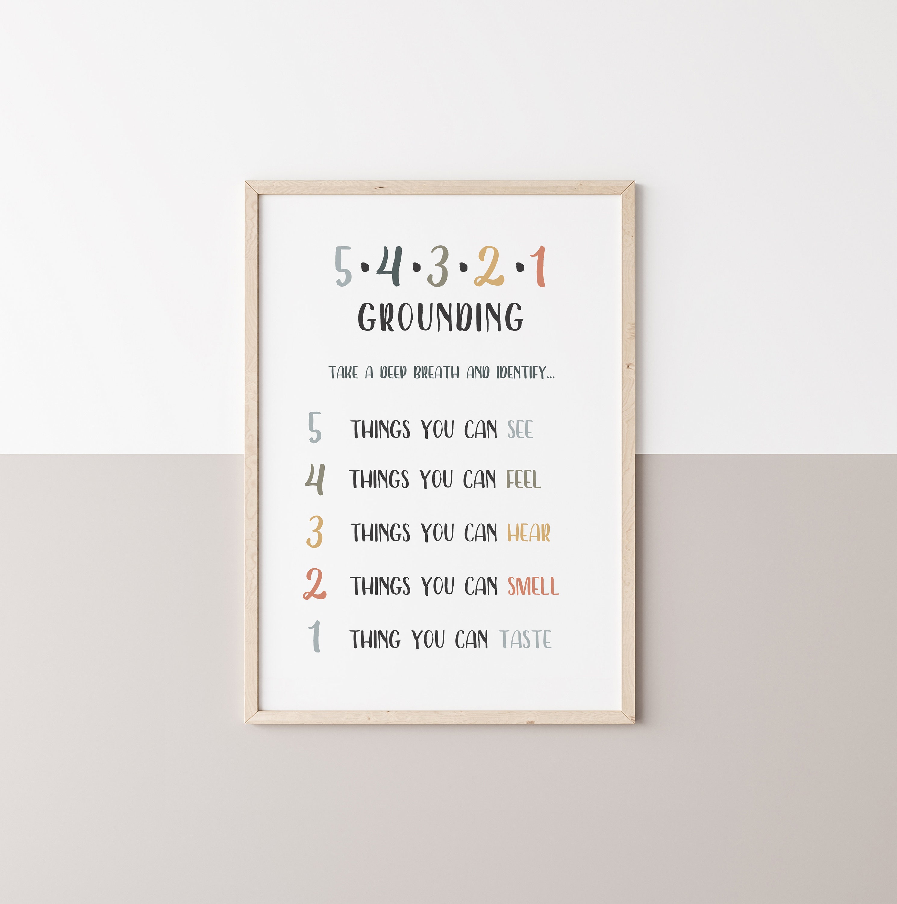 54321 Grounding Technique Poster 5-4-3-2-1 Grounding Technique - Etsy