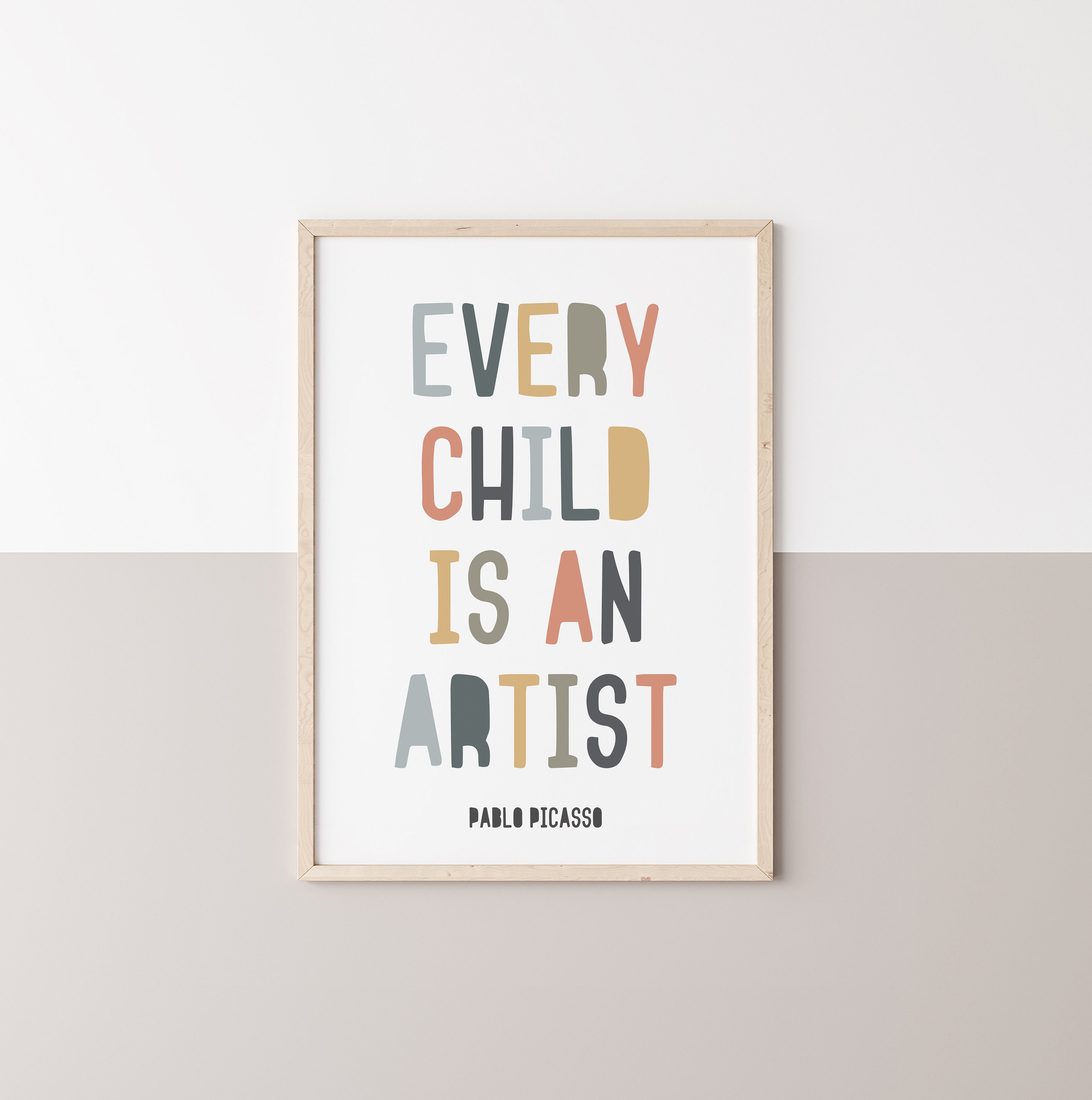 Pablo Picasso Every Child is an Artist Quote Print Nursery Wall Art ...