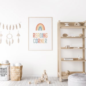 Colorful Rainbow Wall Art for Reading Corner Watercolor Print ...