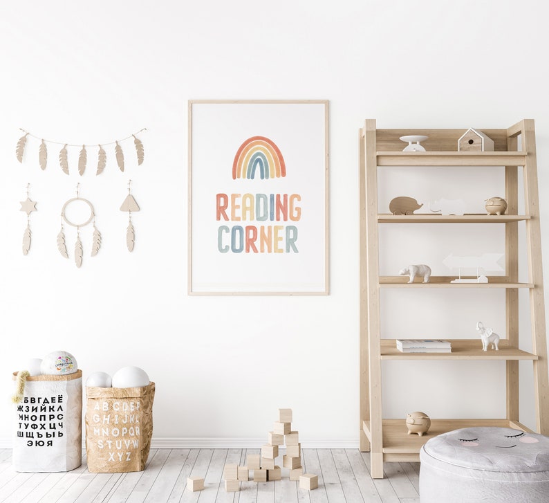 Colorful Rainbow Wall Art for Reading Corner Watercolor Print ...