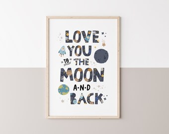 We Love You to the Moon and Back, Space Nursery Decor, Space Themed ...