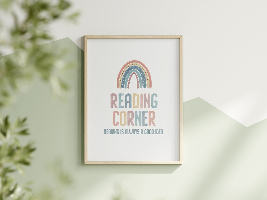 Cozy Reading Corner Printable Rainbow Theme Watercolor Print Montessori ...