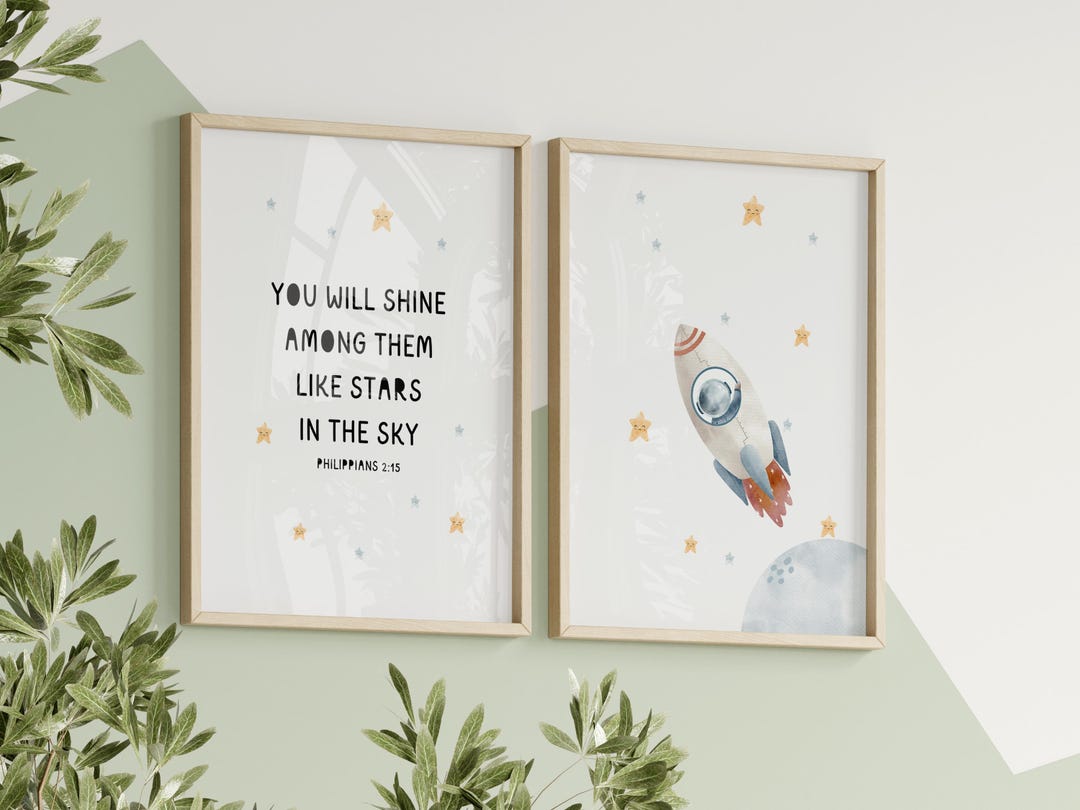 Outer Space Printable Wall Art With Bible Verse Philippians 2 15 Space ...