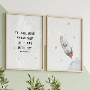 Outer Space Printable Wall Art With Psalm 147 4 Bible Verse Philippians ...