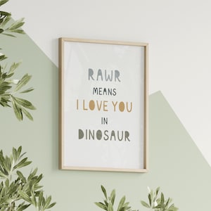 Rawr Means I Love You in Dinosaur Sign Kids Room Decor Dinosaur Prints ...