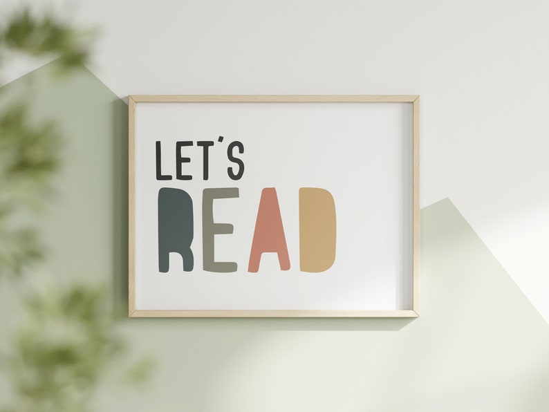 Kids Montessori Reading Corner Set of 6 Wall Art Decor Read Definition ...