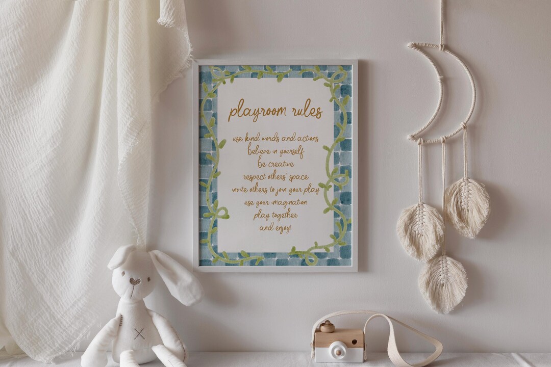 Whimsical Kids Room Rules Wall Art Montessori Decor Creative Playroom ...