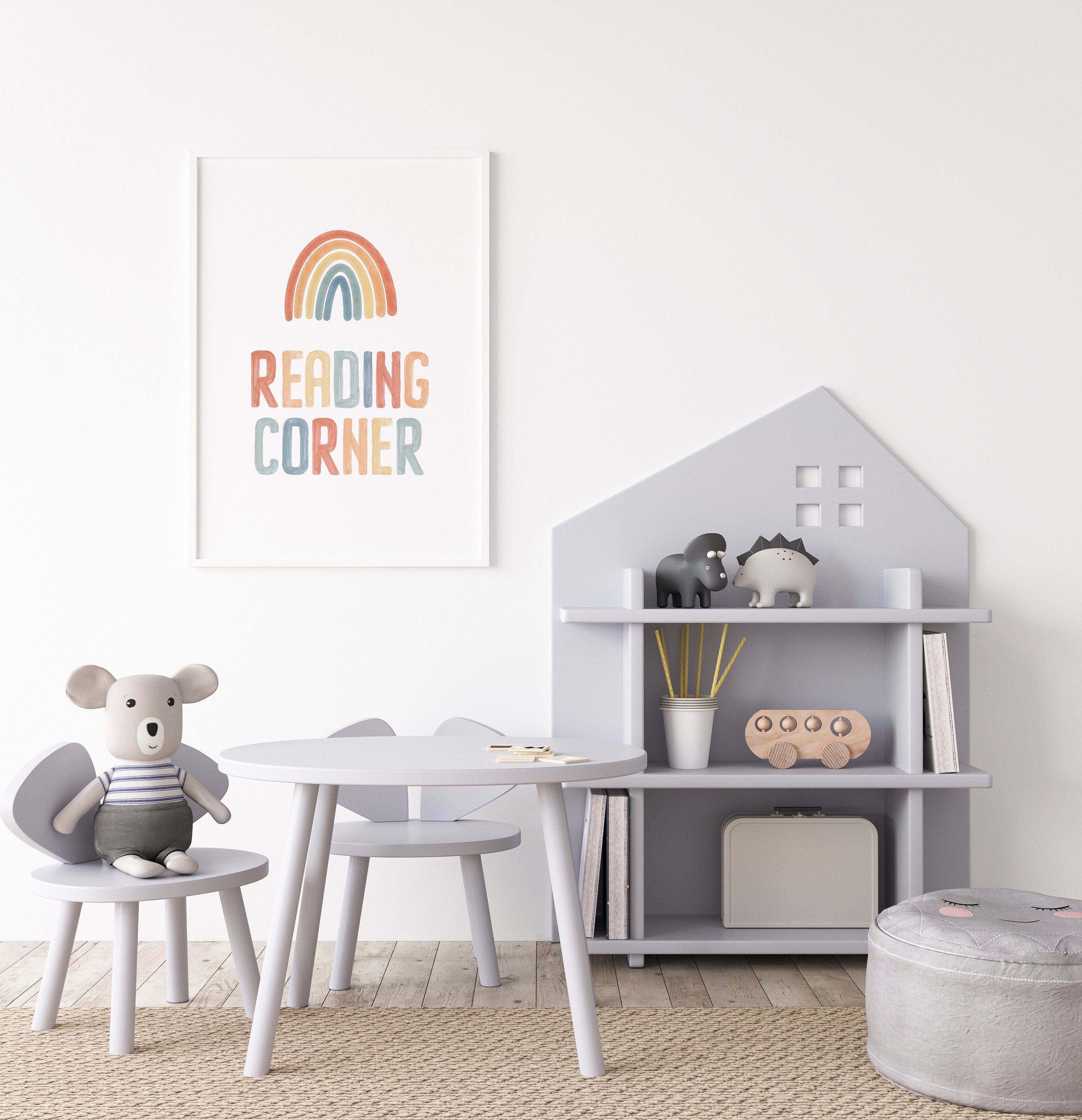 Colorful Rainbow Wall Art for Reading Corner Watercolor Print ...