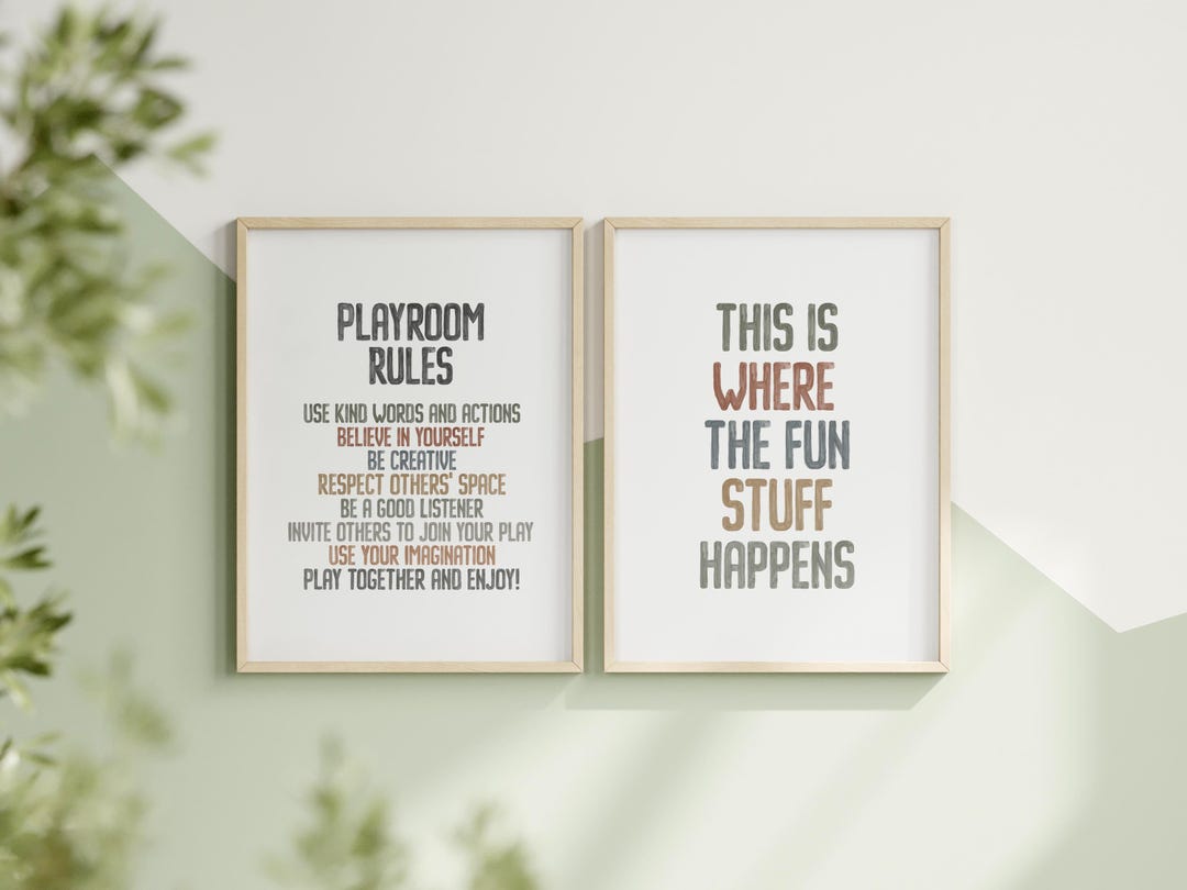 Fun Playroom Rules Art Set for Kids Colorful Wall Prints Fun Stuff ...