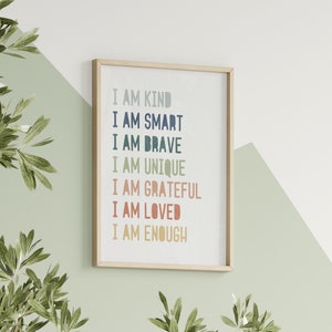 Positive Affirmations for Kids Boho Classroom Decor I Am Affirmations ...