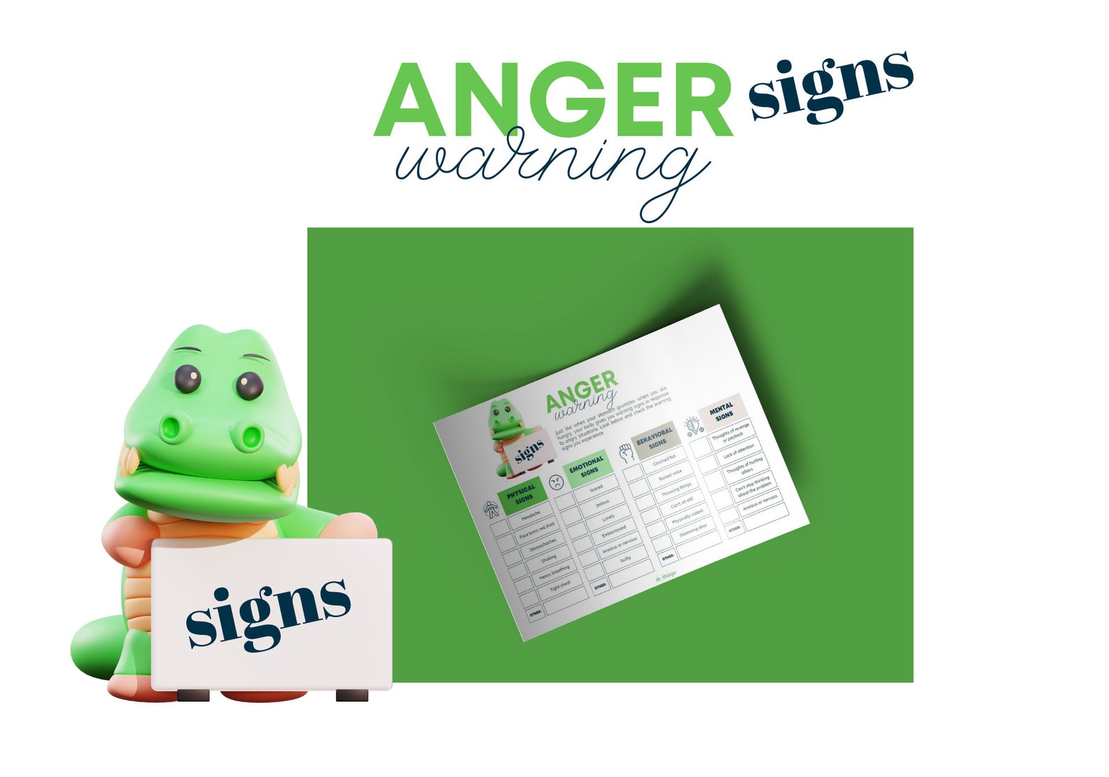 Anger Warning Signs Worksheet Printable for Kids & Teens-child Therapy ...
