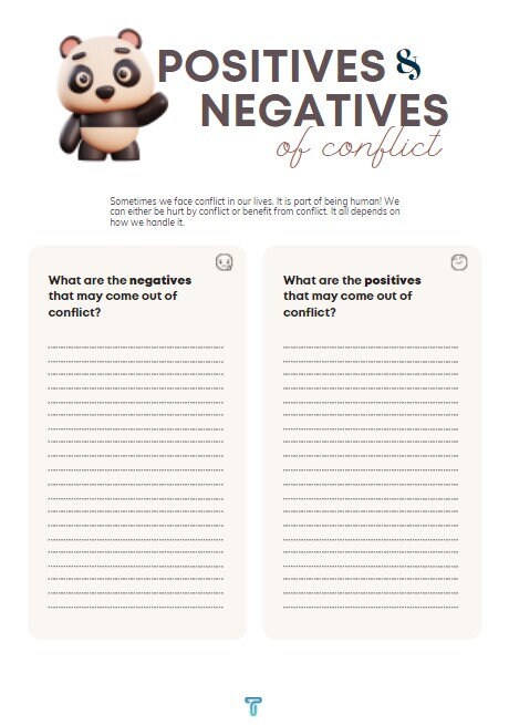 Conflict Resolution Positives and Negatives Worksheet Printable for ...