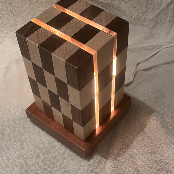 Wooden Cube Lamp - Etsy