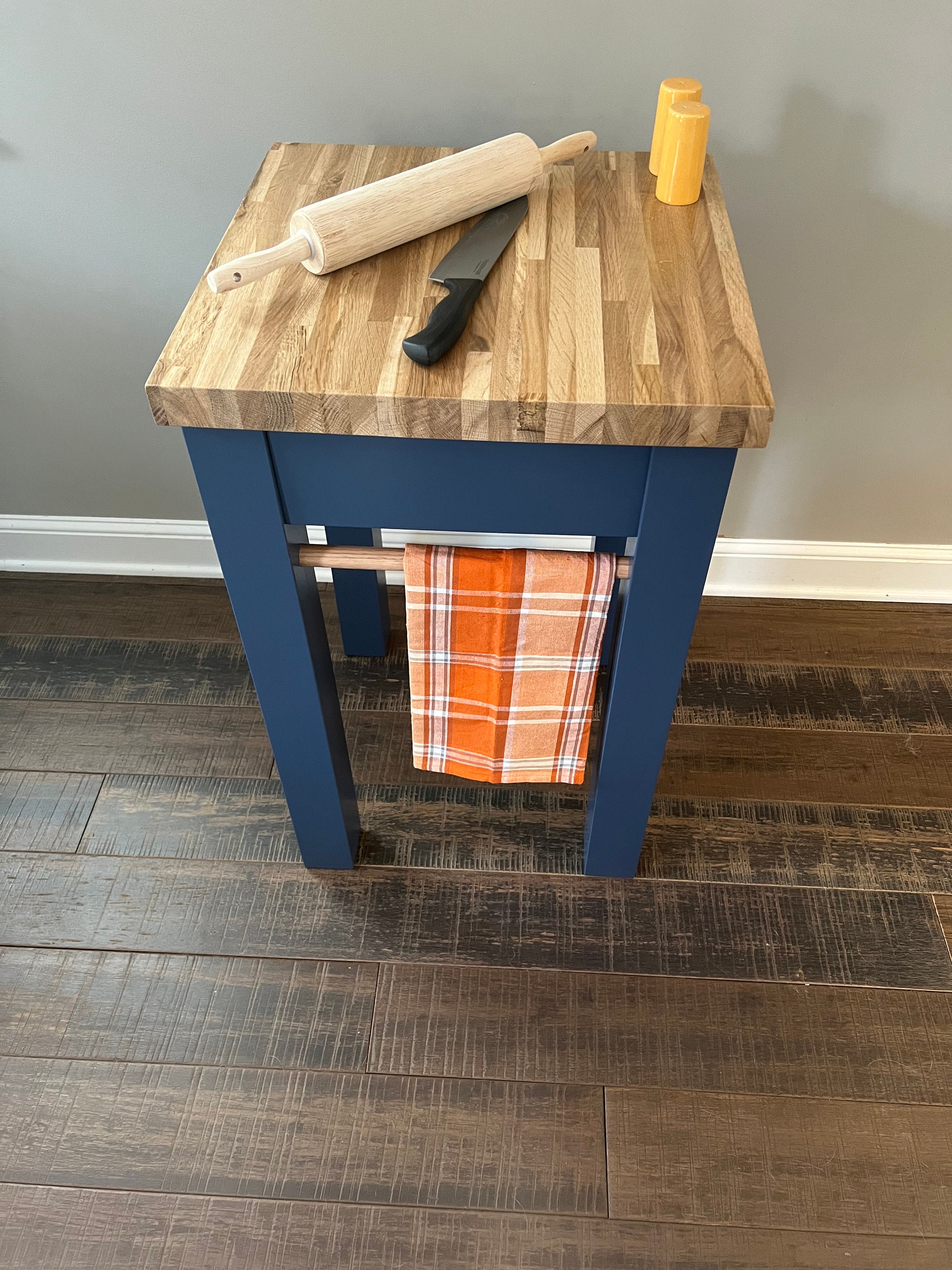 Brand New Custom Oak 30x19 Butcher Block Working Table Blue - Etsy