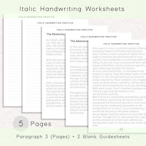 Italic Handwriting Workbook, 25 Pages Practice Sheets, Printable Italic ...