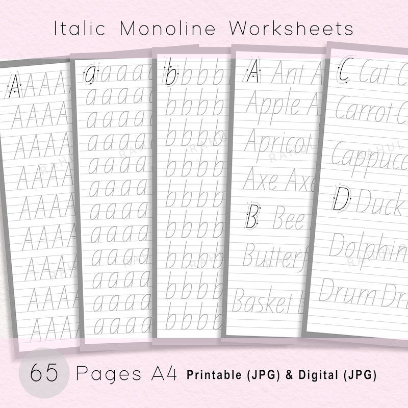 Monoline Practice Sheet - Etsy