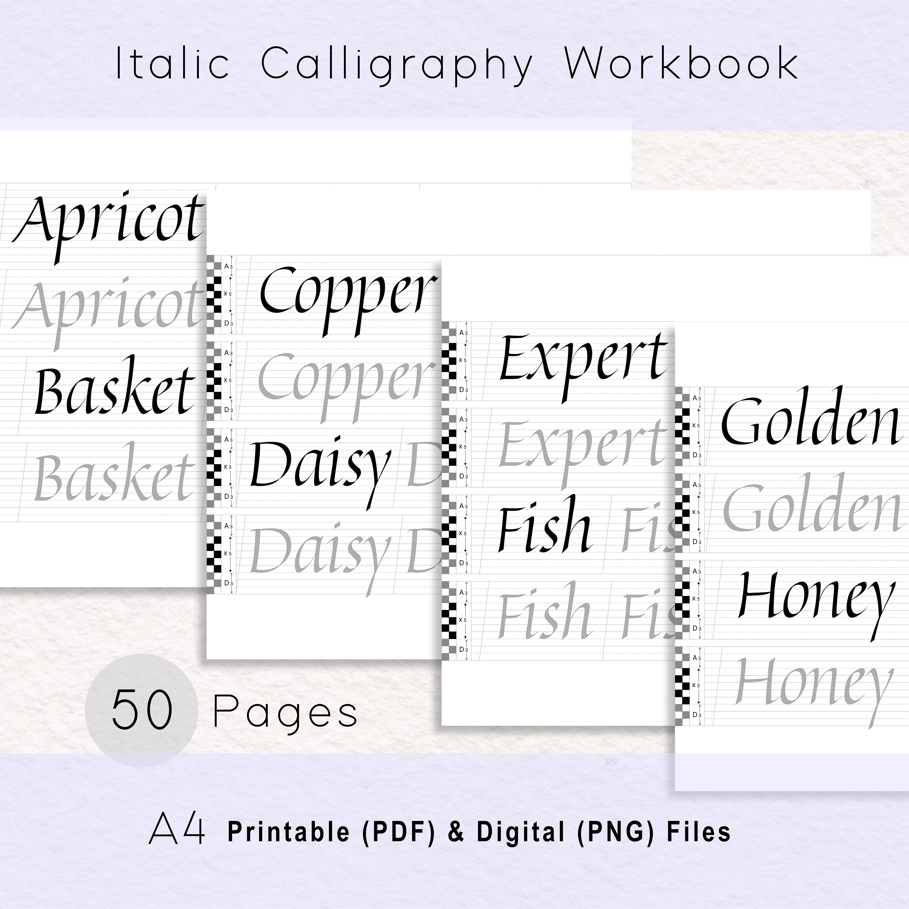 Calligraphy Workbook, Practice, Worksheet, Master the Art of Italic ...