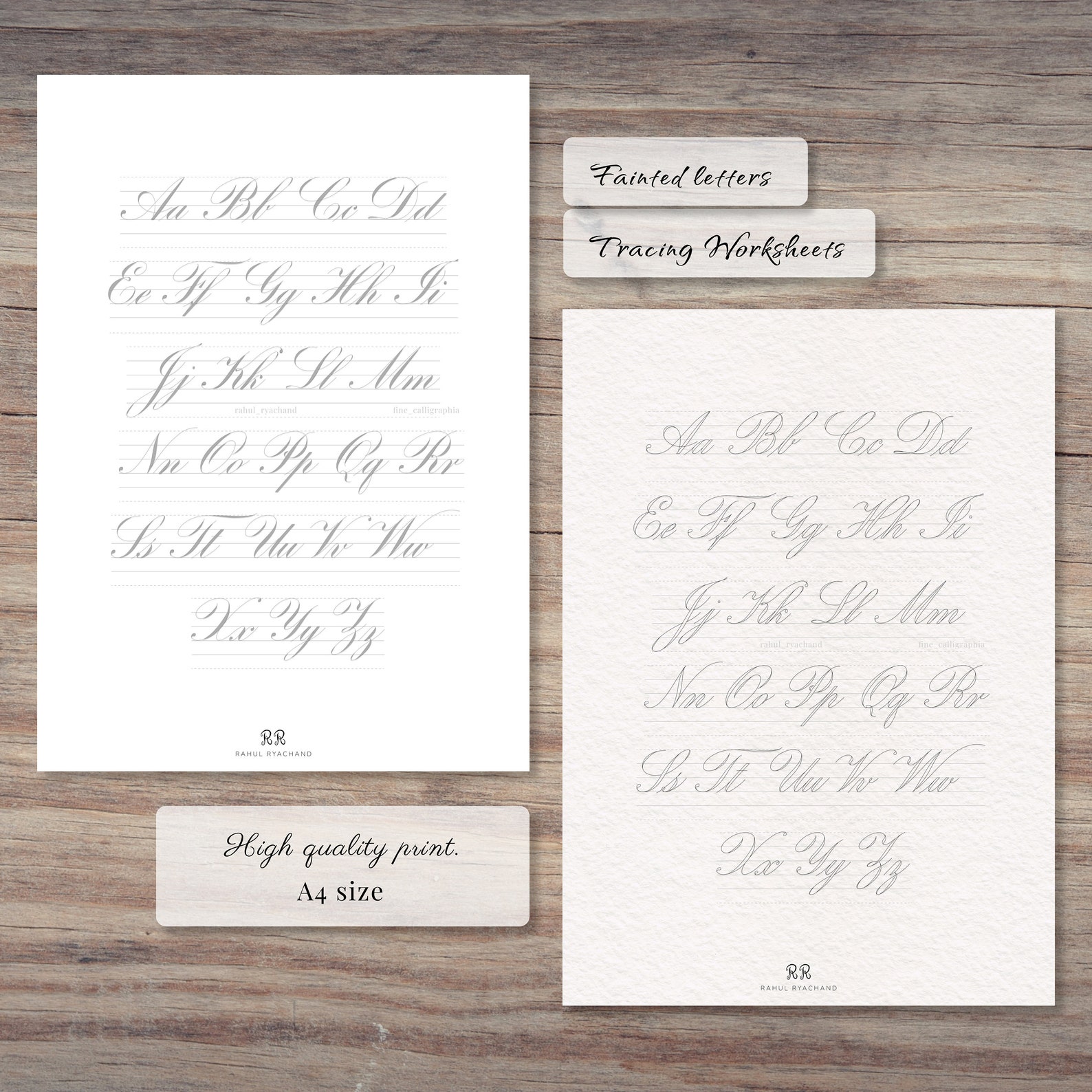 Copperplate Calligraphy, Alphabets Practice, Tracing Worksheets, A4 ...