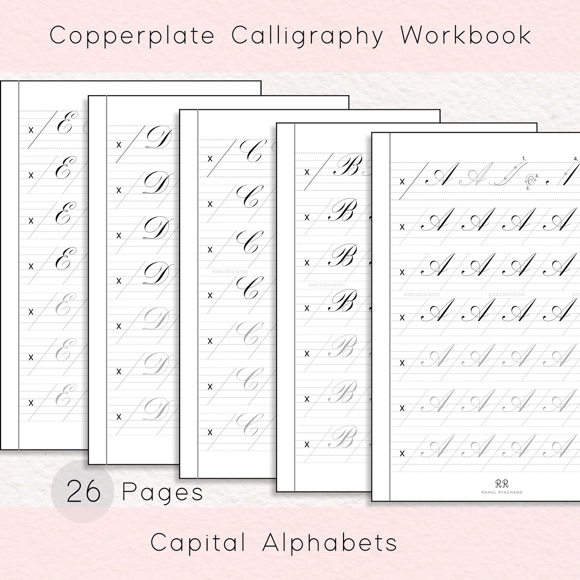 Copperplate Calligraphy Practice Sheets, Worksheet, Engrosser Script ...