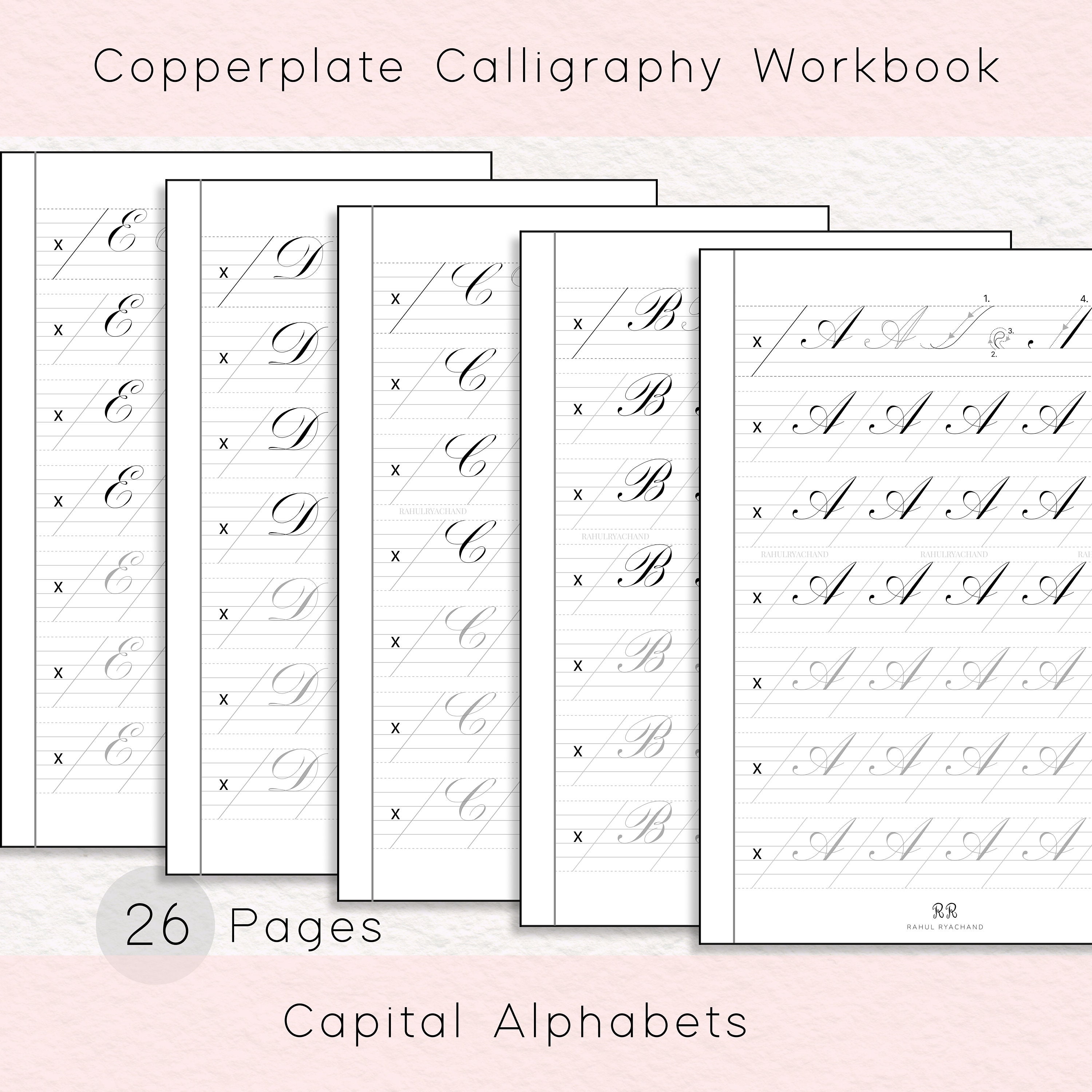 Copperplate Calligraphy Practice Sheets, Worksheet, Engrosser Script ...