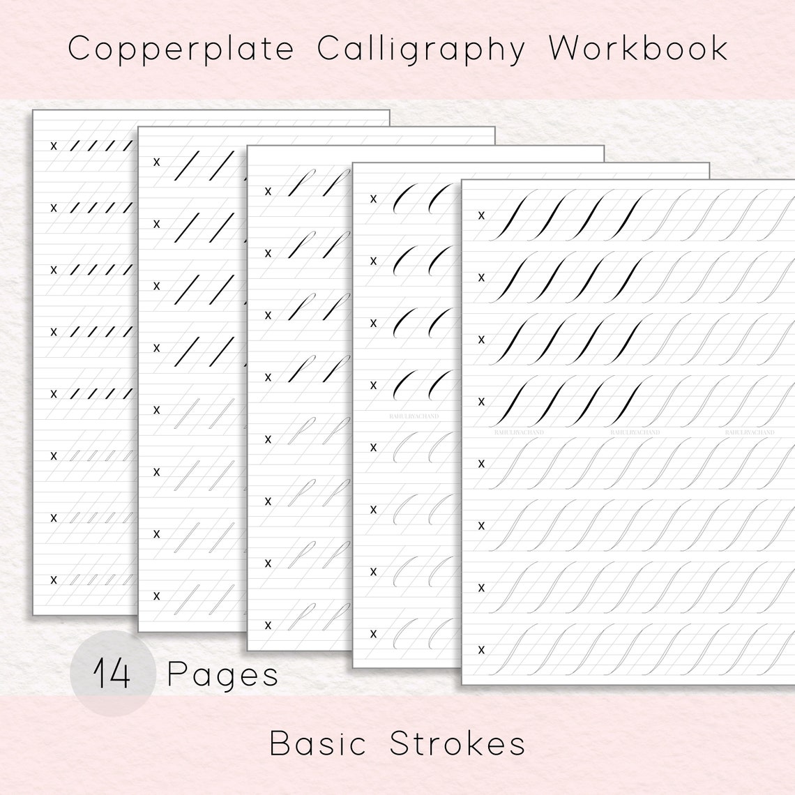 Copperplate Calligraphy Worksheets PDF – 80 Pages Printable A4 Practice ...