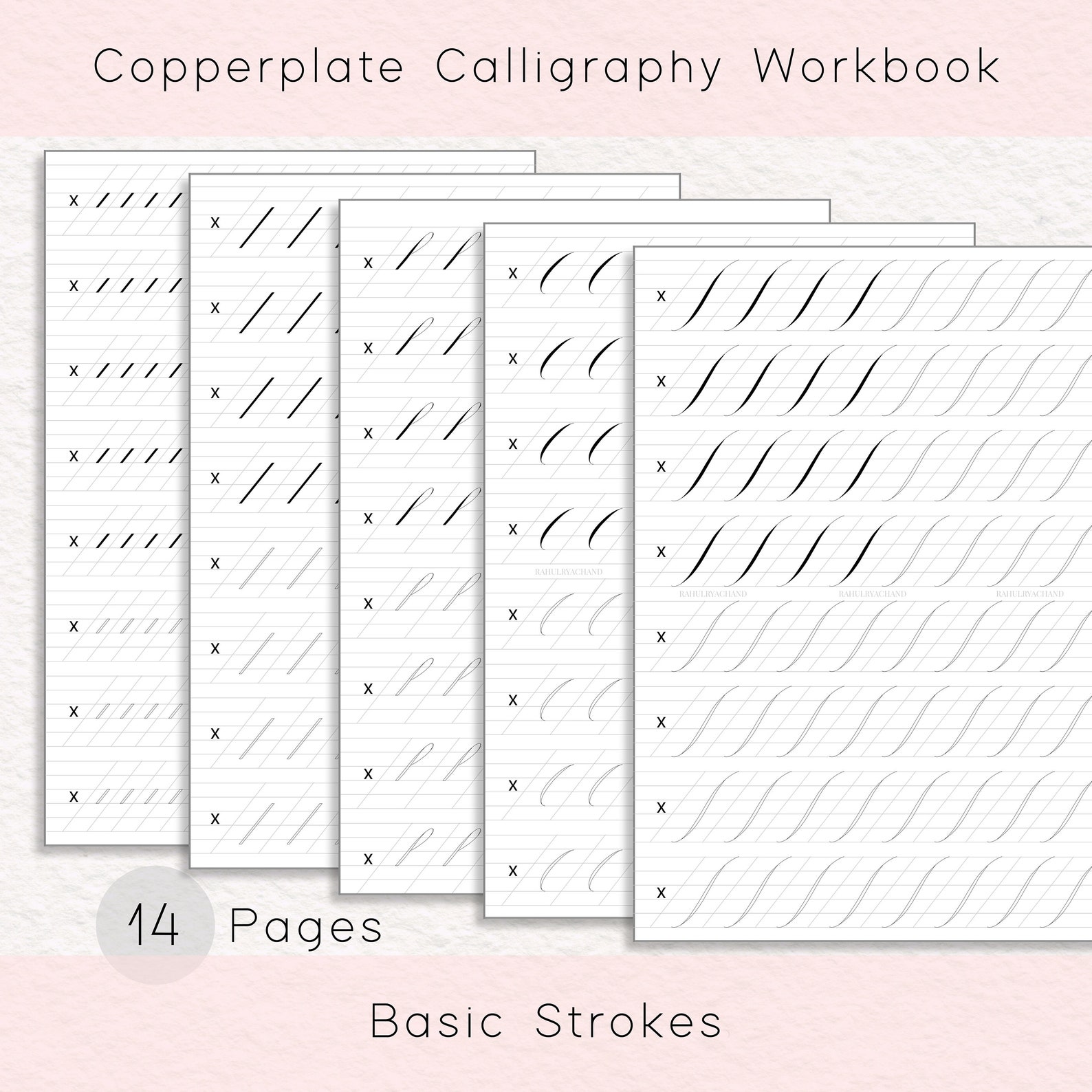 Copperplate Calligraphy Worksheets PDF – 80 Pages Printable A4 Practice ...