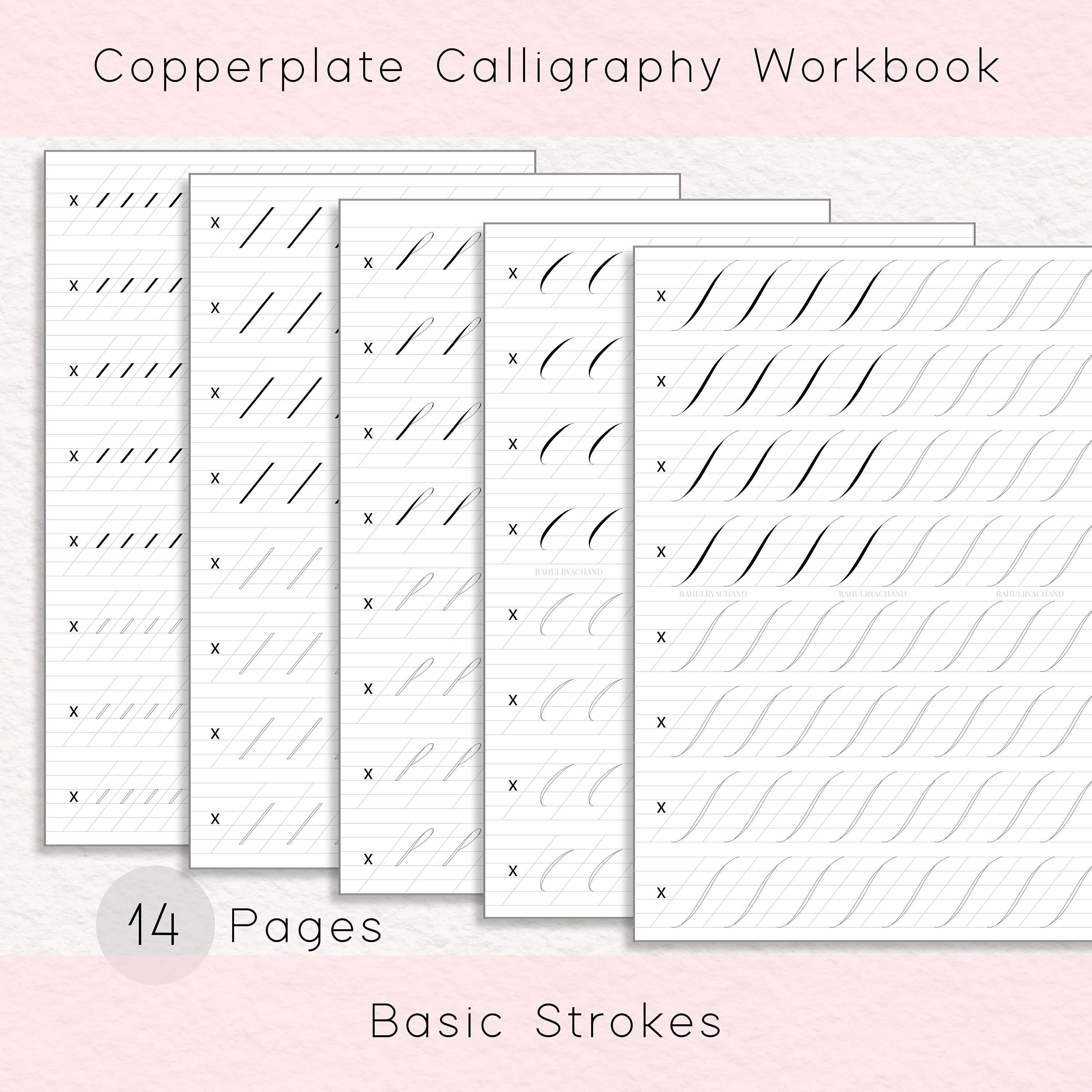 Copperplate Calligraphy Worksheets PDF – 80 Pages Printable A4 Practice ...