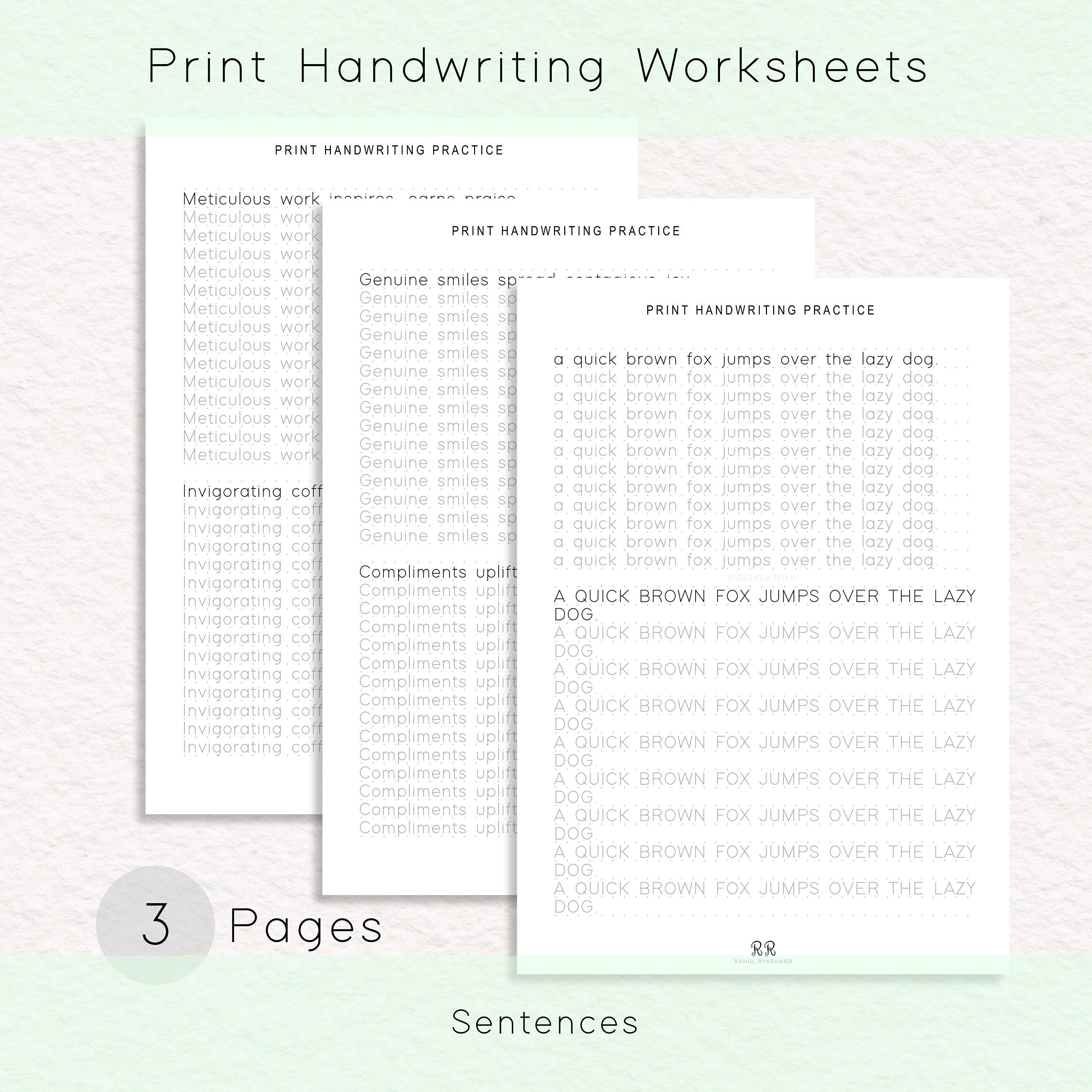 Creative Handwriting Bundle, Print Alphabet Practice Sheets ...