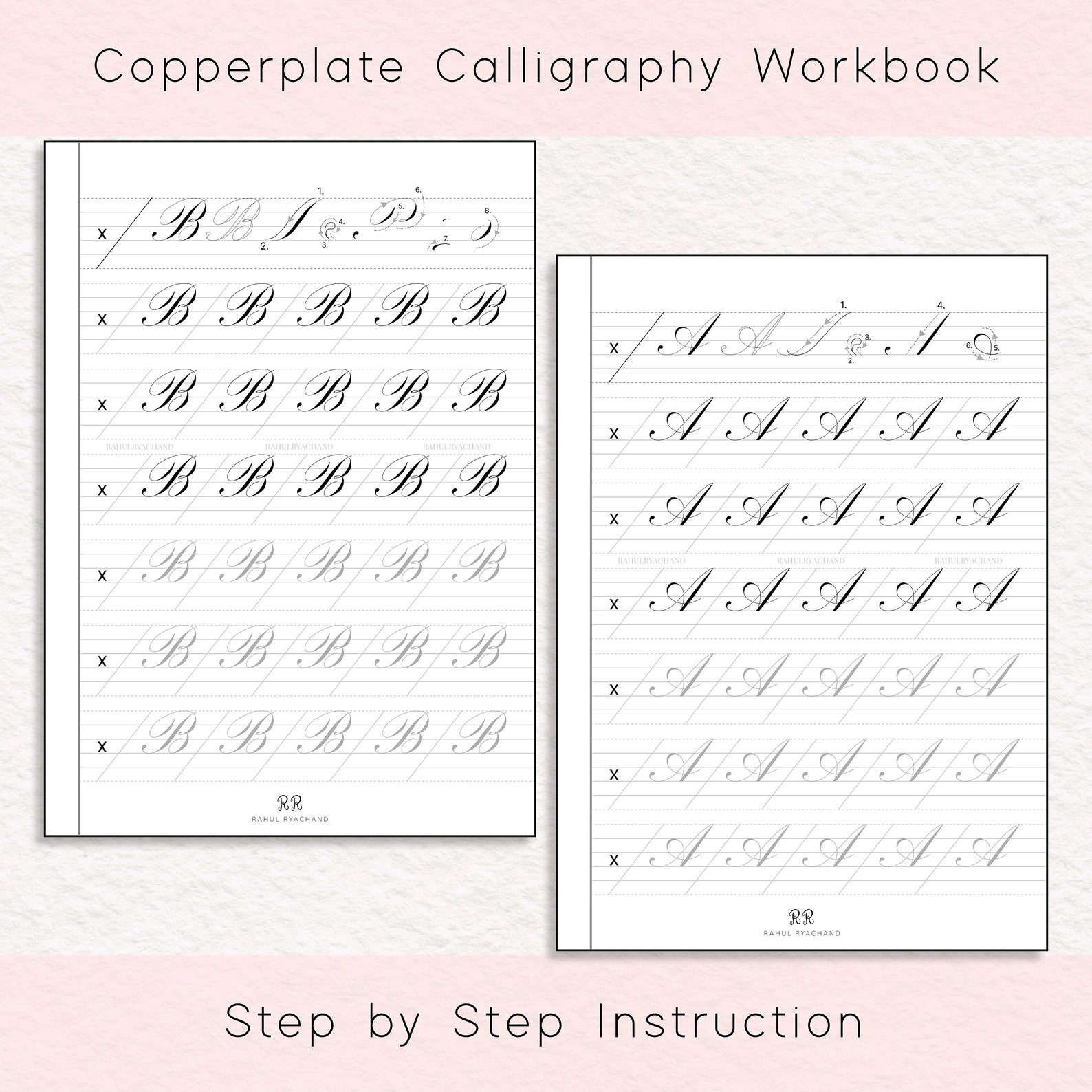 Copperplate Calligraphy Worksheets PDF – 80 Pages Printable A4 Practice ...