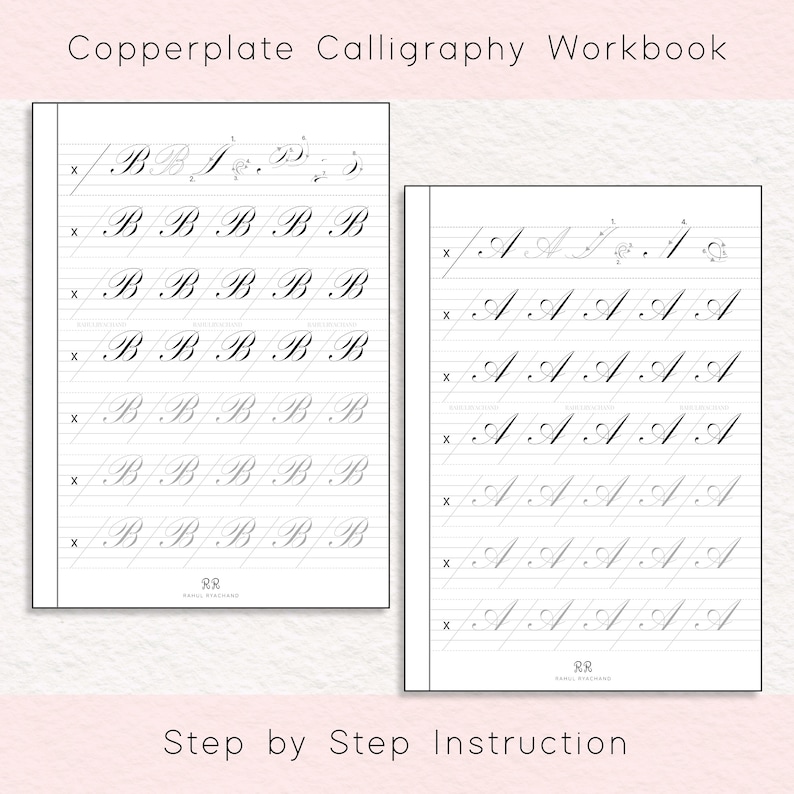 Copperplate Calligraphy Worksheets PDF – 80 Pages Printable A4 Practice Sheets for Beginners ...