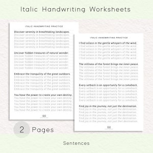 25 Pages, Italic Handwriting Worksheet, Practice ABC Tracing Sheets ...