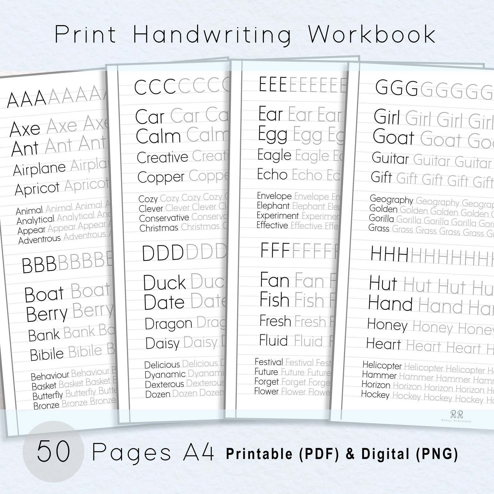 Printable, Handwriting Practice Sheets, Print Handwriting Workbook ...