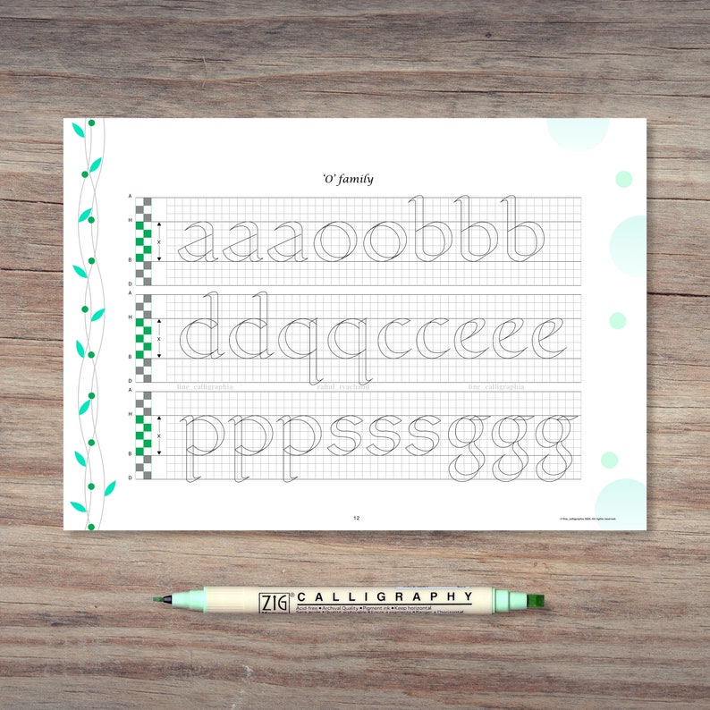 Calligraphy Practice, Worksheet, Calligraphy Guides, Letterings, Foundational Hand Script ...